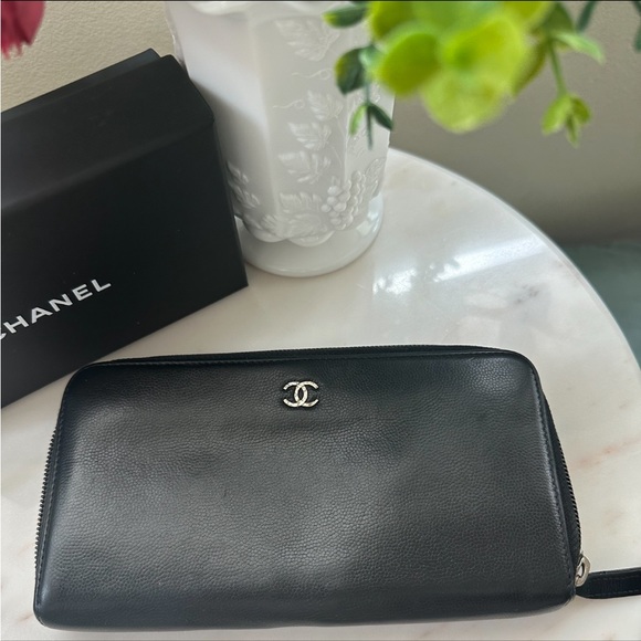 CHANEL | Bags | Chanel Zip Around Black Wallet Authentic | Poshmark